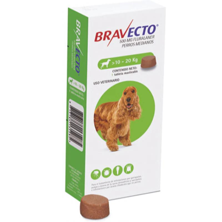 Bravecto 500 MG DE 10 KILOS a 20 KILOS para 3 meses | Distribuidor de Intervet MSD Productos ...